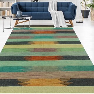 Hand-Woven Winchester Kilim Kyndall Charcoal/Rust Rug - 4'4" x 6'0 ...