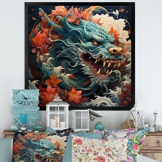 Designart "Japanese Dragon On The Wave Off Kanagawa II" Dragons Wall ...