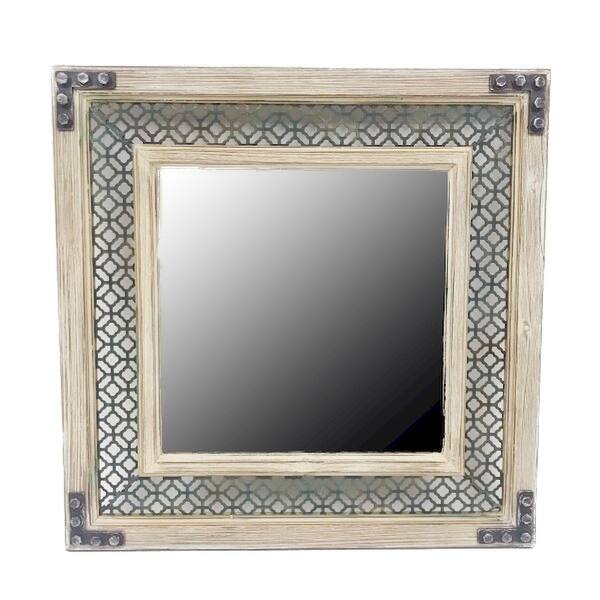 White Washed Rustic Wood Wall Mirror - Bed Bath & Beyond - 36651641