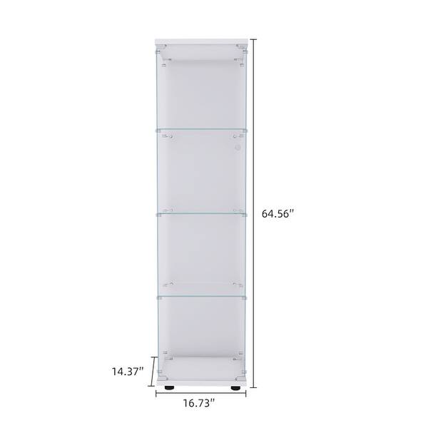 4 Shelves Tempered Glass Display Cabinet with One Door - Bed Bath ...