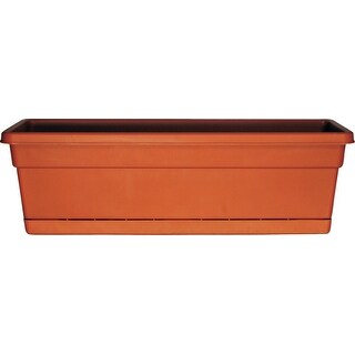 Southern Patio WB2412TC Rolled Rim Window Box w/Attached Saucer, Terra ...