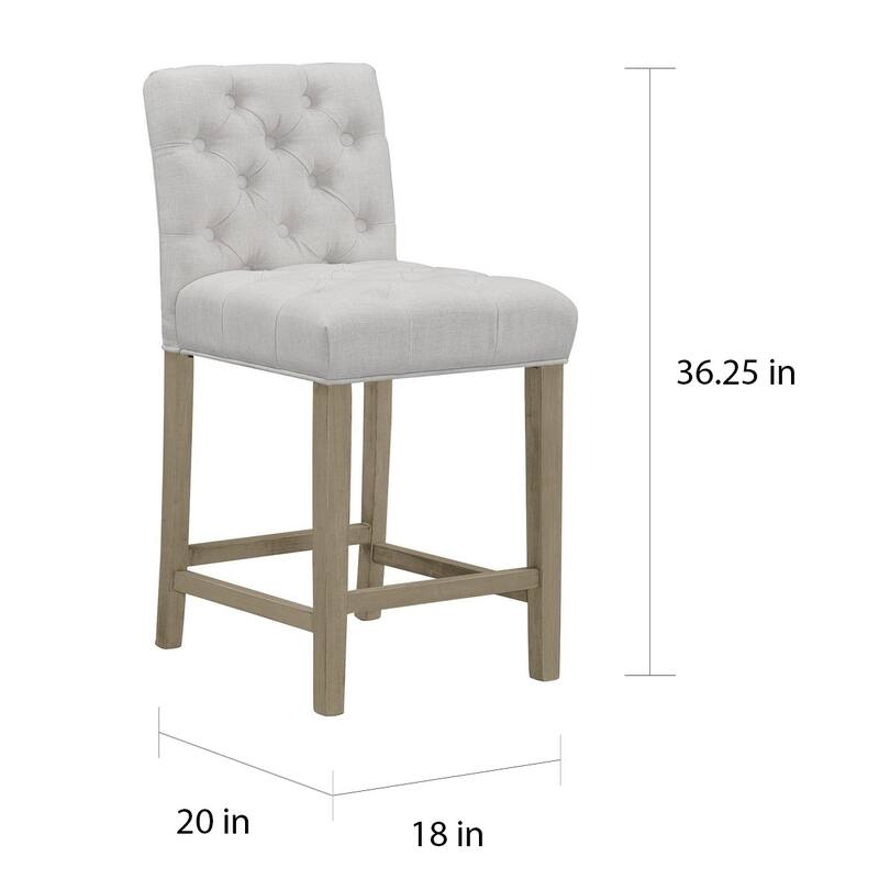 Alee Beige Fabric Counter Stool (Set of 2) - Overstock - 19621282