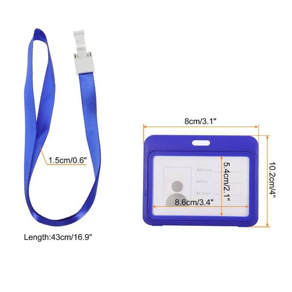 ID Badge Holder, 4x3.1" Horizontal Name Tag ABS Double Sided w Lanyard ...