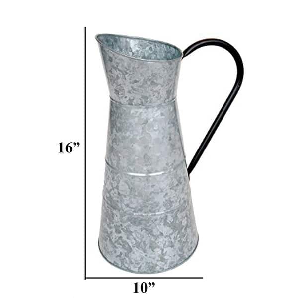 Farmhouse Style Galvanized Metal Jug with Handle, Gray - Bed Bath ...