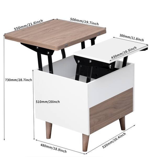 Modern Multi-functional Coffee Table Extendable with Storage & Lift Top ...