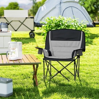 Outsunny Padded Camping Chair for Adults, Portable Folding Camping ...