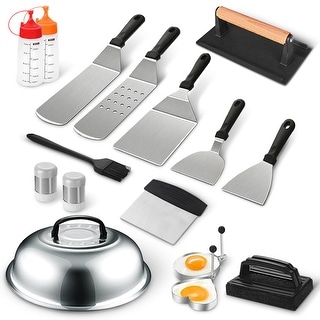 Cheer Collection 18-Piece Stainless Steel Griddle Tool Set - Bed Bath ...