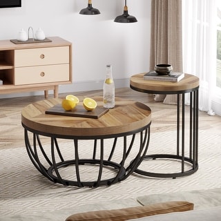End Table and Coffee Table Combo, Nesting Tables for Living Room - Bed ...