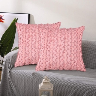 Adeco Set of 2 Square Pink Decorative Throw Pillow Covers - Bed Bath ...