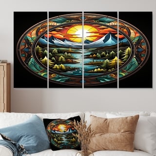 Native Forest Mountain River Landscape Seal - Boho Mandala Canvas Set ...