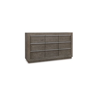 Erica 72 Inch Wide Dresser Chest, 9 Gliding Drawers, Smooth Gray Finish ...