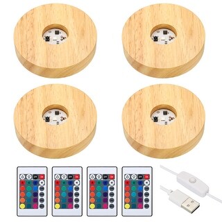 Wooden Light Stand Base LED Lights Display Base 3D Laser 4PCS - Bed ...
