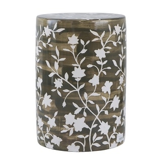 Hand Painted Floral Cylinder Flower Stool - 18" - Bed Bath & Beyond ...