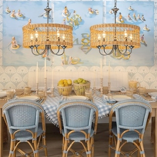 5-Light Industrial Antique Distressed Rusted Drum Chandelier with Rusty ...