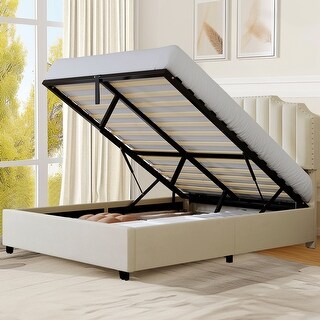 Moasis Upholstered Lift Up Platform Storage Bed Frame with Adjustable ...