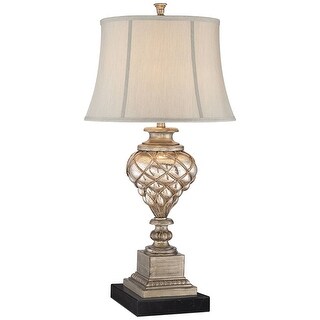 Traditional Table Lamp with Black Riser 33 3/4" Tall Glass LED - 18" x ...