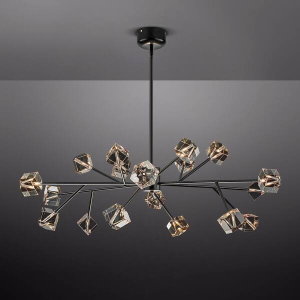 18-Light Modern Glam Luxury Sputnik Linear Cluster Crystal Chandelier ...