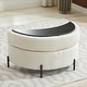 32.7" W Upholstered Half Moon Storage Ottoman Footrest Footstool - Bed ...
