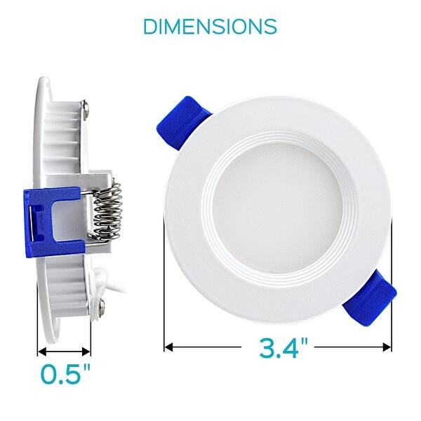 Luxrite 3 Inch Ultra Thin LED Recessed Light with Junction Box, 7W ...