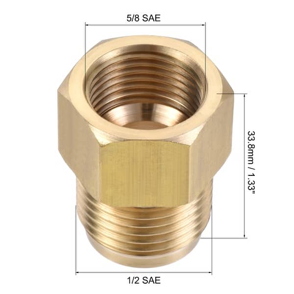 Pipe fitting, 5/8 SAE Flare Male 1/2 SAE Female Thread, 2Pcs - Brass Tone - Bed Bath & Beyond ...