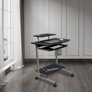 Topcraft Compact Computer Cart With Storage, Graphite - Bed Bath ...