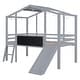 Gray Twin Size House Loft Bed with Slide, Blackboard, Light Strip, Eye ...