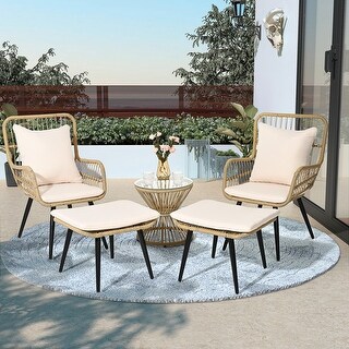 2-Person Wicker Patio Conversation Set with Cushions - Bed Bath ...