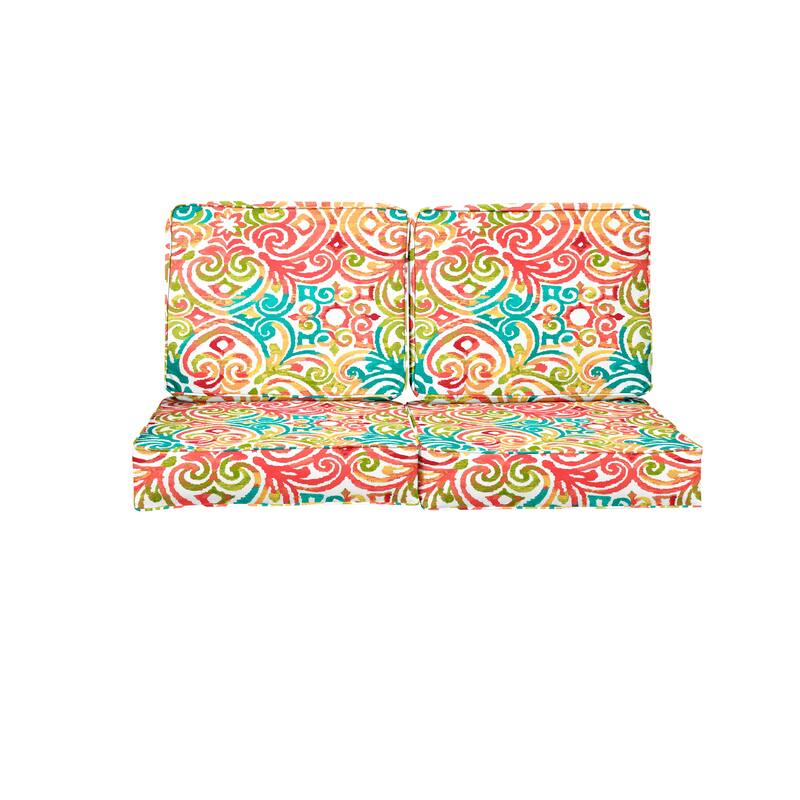 Multi Corded Indoor/ Outdoor 4-pc Deep Seating Cushion Loveseat Set ...