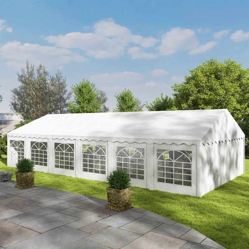 Outsunny 20' x 40' Heavy Duty Party Tent, Galvanized Outdoor Canopy ...