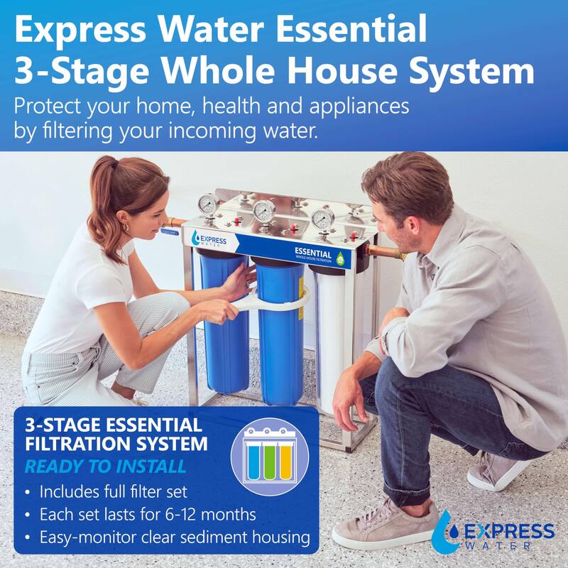 Whole House Water Filter System, 3-Stage Water Filtration System w ...