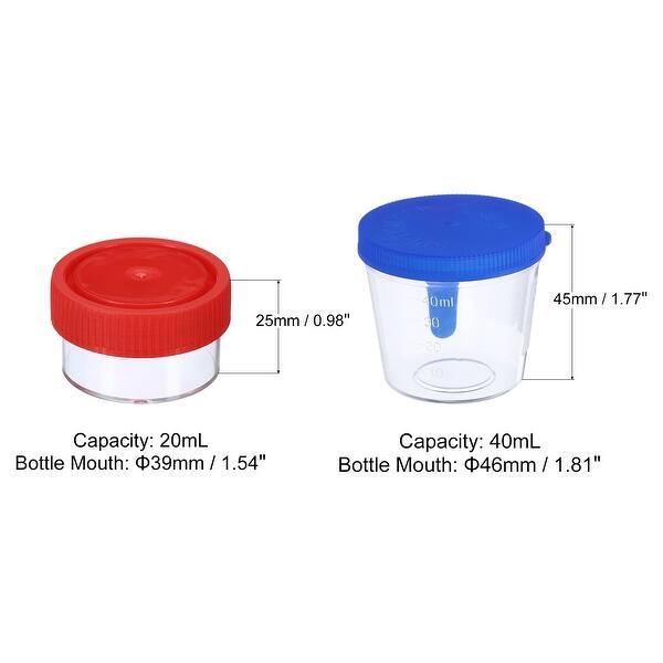 20mL 40mL Sample Cups Sample Containers Leak Proof Screw Cap 2 Set ...