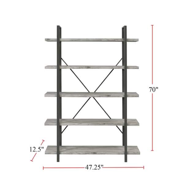 Industrial Five-Shelf Bookcase in Grey - Bed Bath & Beyond - 35218291