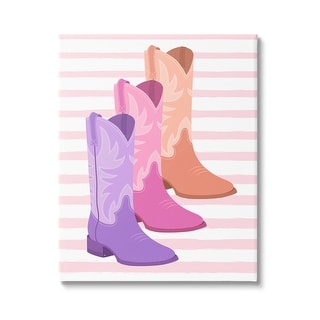 Stupell Striped Pastel Cowgirl Boots Canvas Wall Art Design by Martina ...