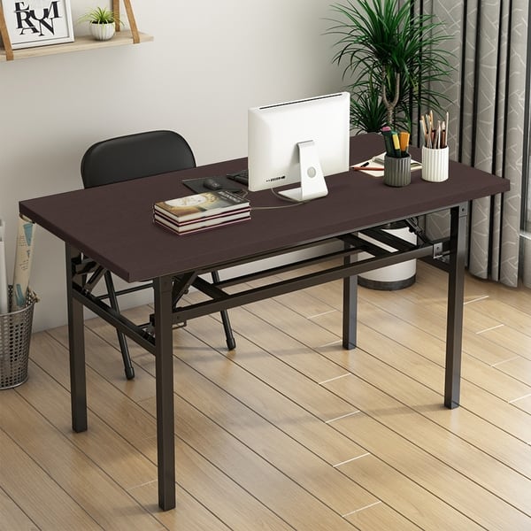 Folding computer desk black folding table no assembly desk bedroom desk ...