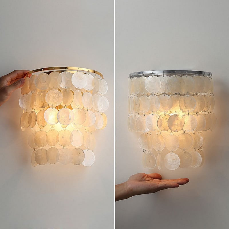 Capiz Shell Flush Mount Ceiling Light Coastal Seashell Sconce - 9.45 ...