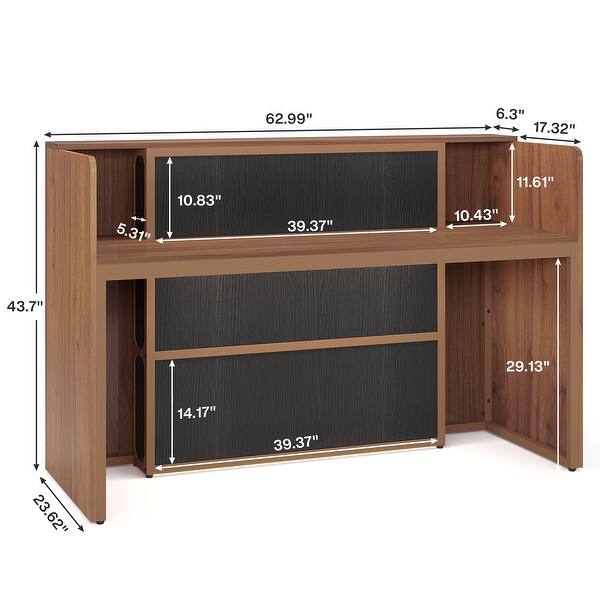 Reception Desk Front Desk with LED Lights,Large Reception Counter Table ...