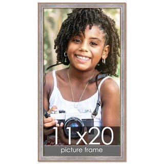 11x20 Contemporary Antique Silver Wood Picture Frame - UV Acrylic, Foam ...