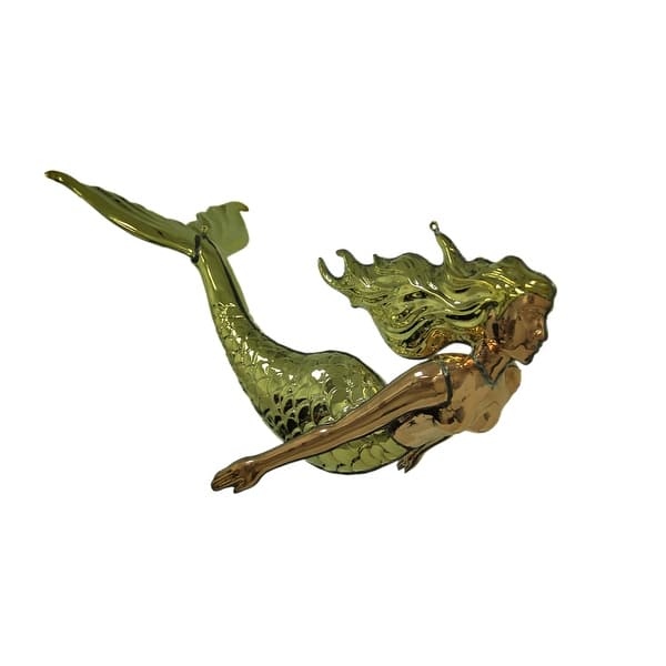 Polished Brass and Copper 3D Hanging Mermaid Sculpture - 18.5 X 26 X 12 ...