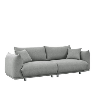 Removable Back Couch Fabric Upholstered Sofa w/ Metal Legs & 2 Pillows ...