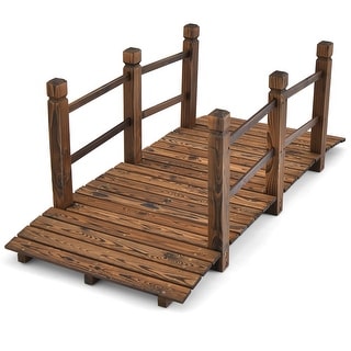 Wooden Garden Bridge with Safety Rails - Bed Bath & Beyond - 38949879