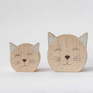 Set Of 2 Washed Light Pink And Black Wooden Cat Boxes - Bed Bath ...