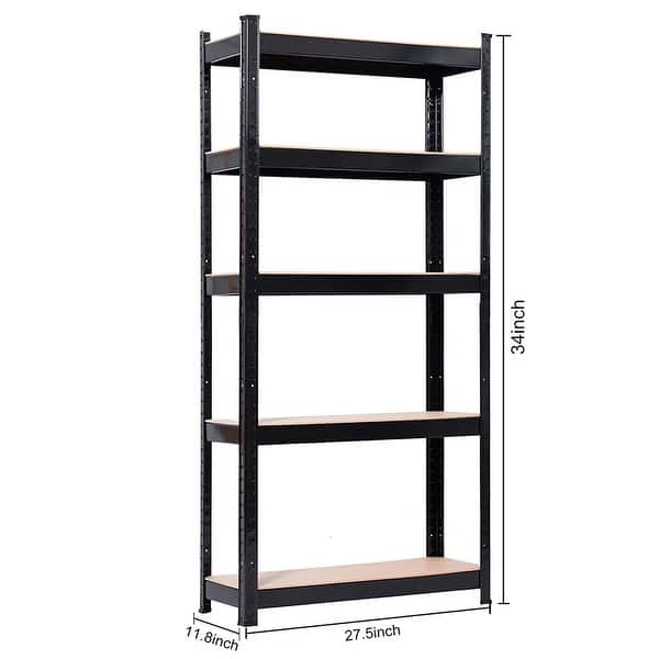 5 Tier Heavy Duty Metal Shelving Rack Unit Garage Storage Shelf Black ...