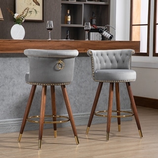 Set of 2 Swivel Bar Stools with Backrest Footrest - Bed Bath & Beyond ...