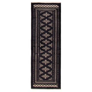 ECARPETGALLERY Hand-knotted Finest Peshawar Bokhara Black Wool Rug - 2 ...
