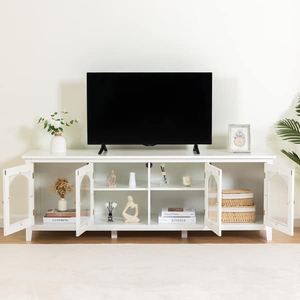 Media Entertainment Center Cabinets with Storage Cabinets Glass Door TV ...