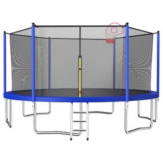 Jump into Fun: 16FT Outdoor Trampoline with Safety Net Basketball Hoop ...