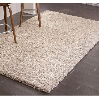 5x7 Feet Beige Ivory Cream Shimmer Shag Plush Thick Soft Cozy Pile Area ...
