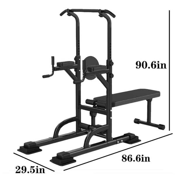 All ina One Pull-Up Bar Adjustable Power Tower Dip Station with Bench ...