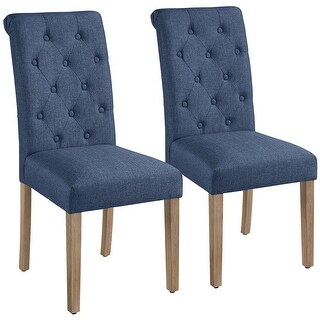 2pcs Upholstered Parson Dining Chair High Back, Blue - Bed Bath ...