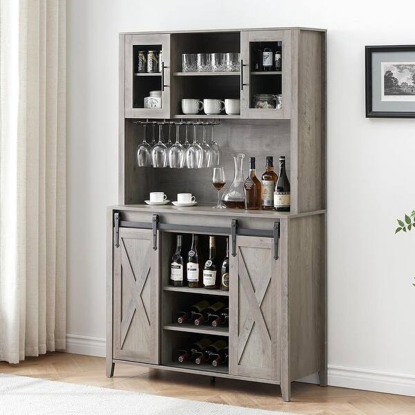 IDEALHOUSE Coffee Bar Wine Cabinet with Sliding Barn Doors Bed Bath Beyond 40849310